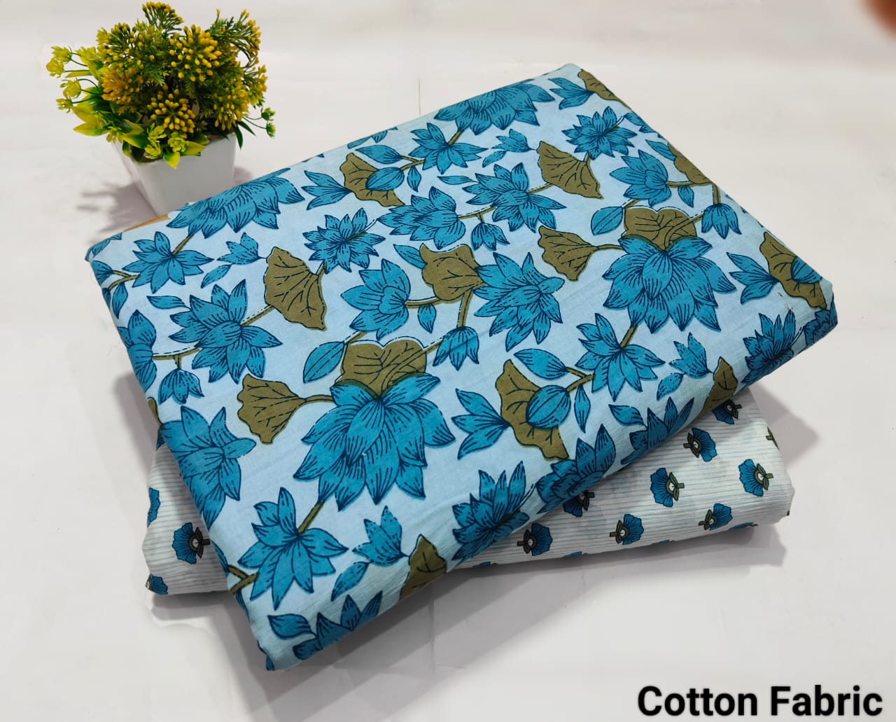 Light Blue Floral Printed Top & Bottom Suit Set – Elegant Cotton Suit ...